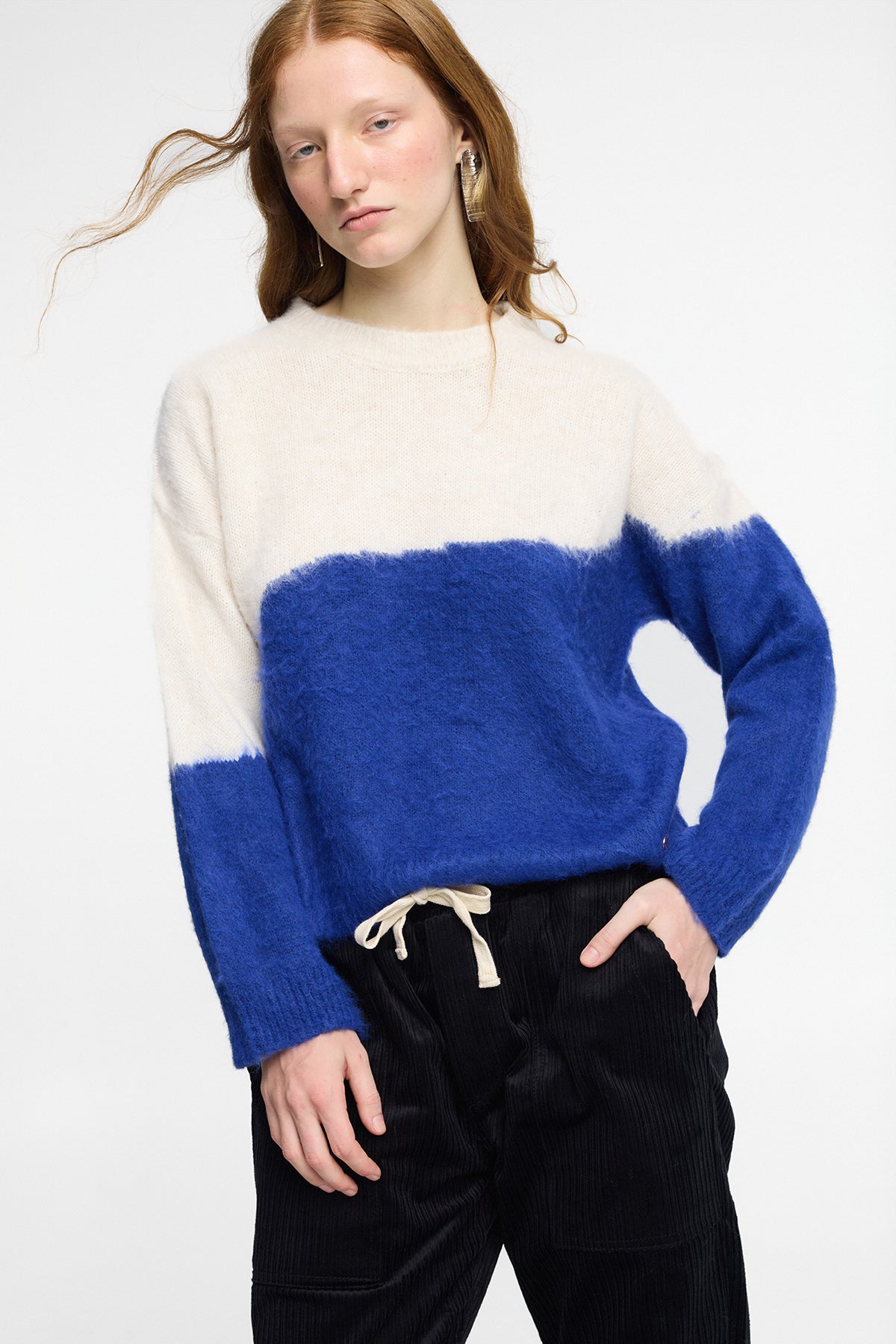 Sweater Tejido Blanco y Azul | Polonio Uruguay